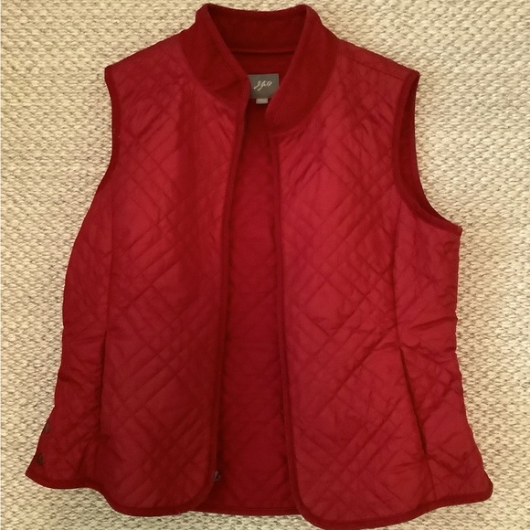 J. Jill | Jackets & Coats | Jjill Beautiful Crimson Red Quilted Vest ...